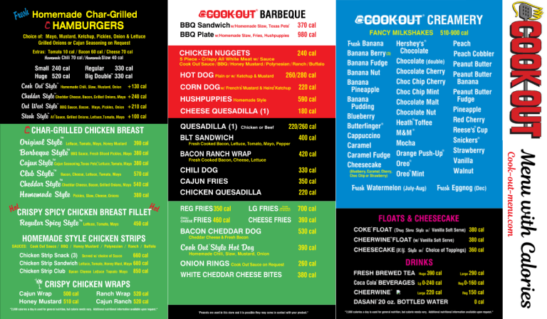 Cookout Menu with Prices 2025 & Calories | Full Guide